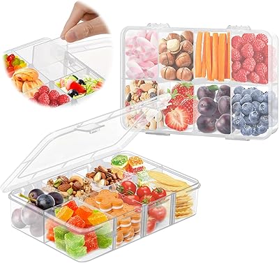 Amazon.com: Snack Box Container, 2 Pcs Snackle Tray Adjustable 8 ...