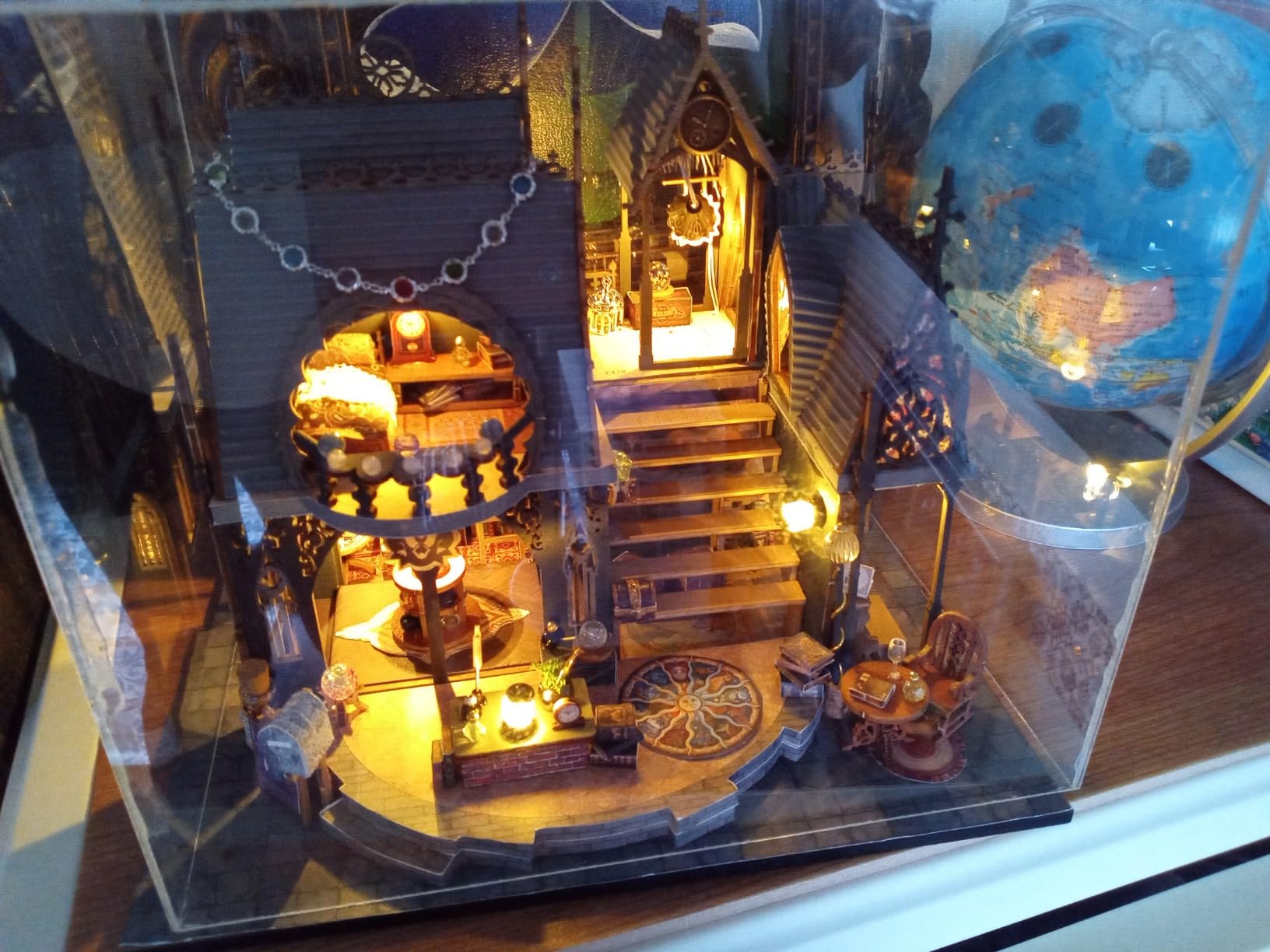 Amazon | Shuiling ドールハウス ミニチュア 手作りキット 【魔法の家B】 ミニチュアハウス 木製 ミニチュアドールハウス キット 木製パズル 立体パズル LEDライト 防塵用 ...