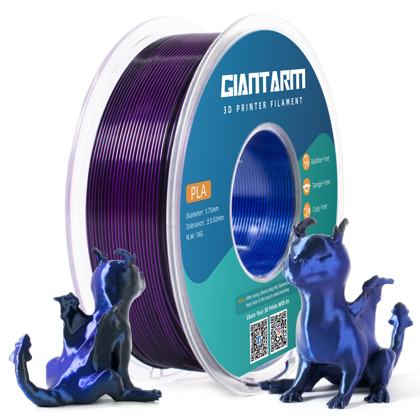 Amazon.com: GIANTARM Tri-Colors, Silk Pla Filament, 3D Printer Filament ...