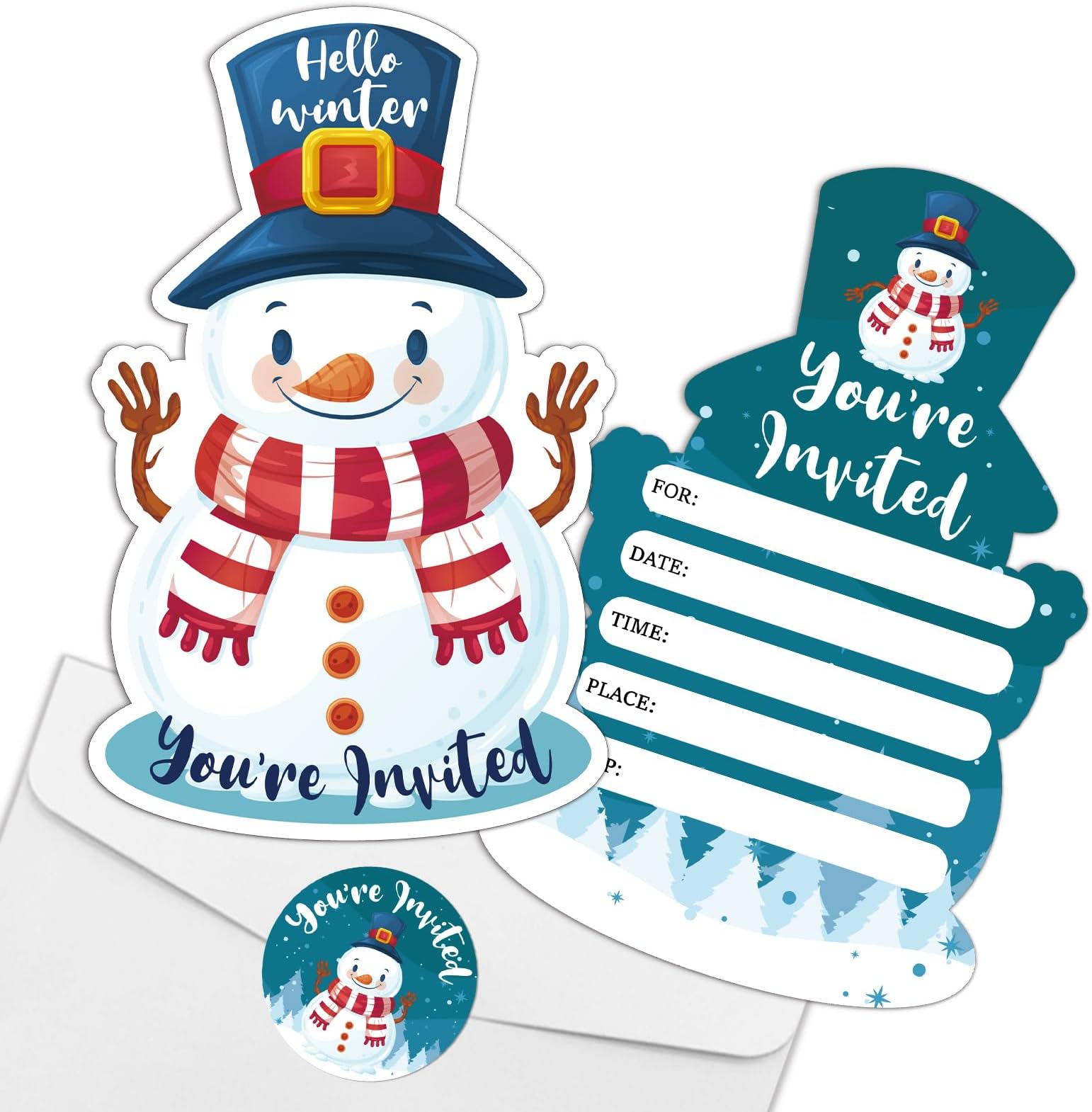 Amazon.com : REWIDPARTY Winter Party Invitations with Envelopes ...
