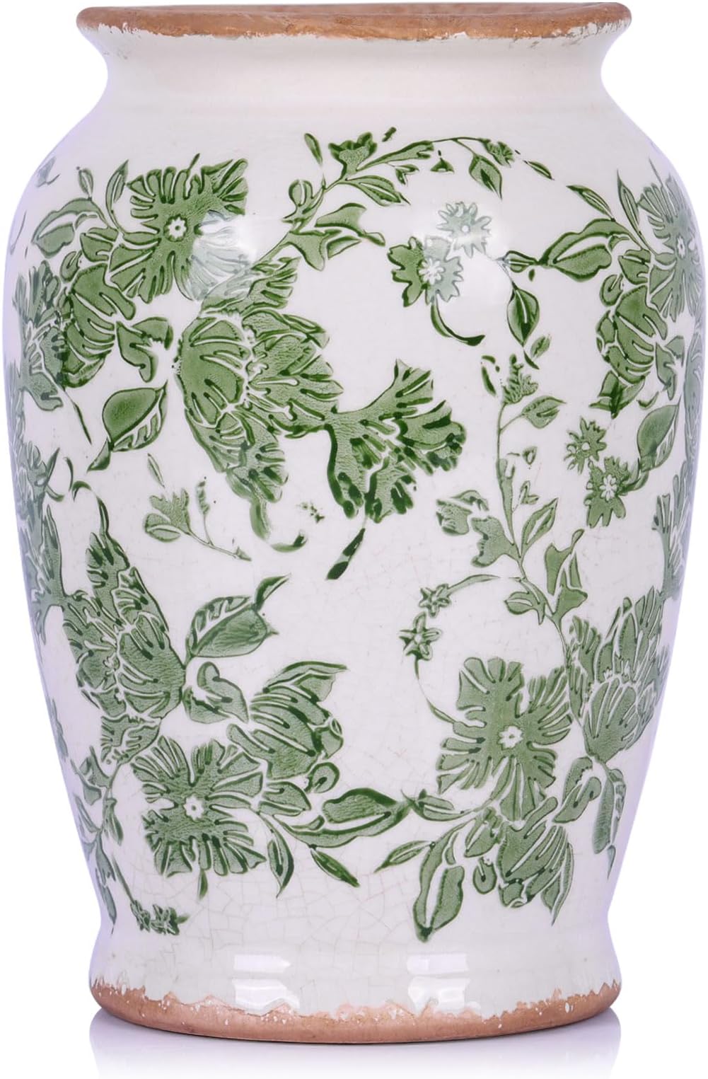 Amazon.com: Vintage Green Ceramic Decorative Floral Vase for Flower ...