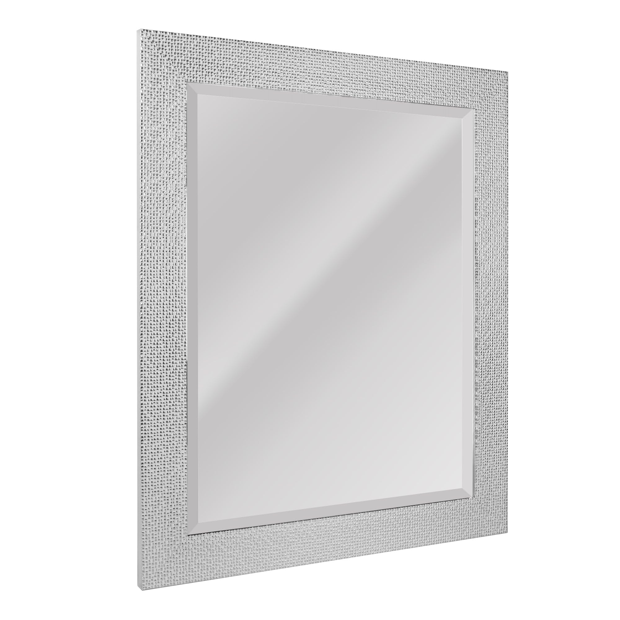 Amazon.com: Head West Chrome and White Tile Textured Beveled Framed ...