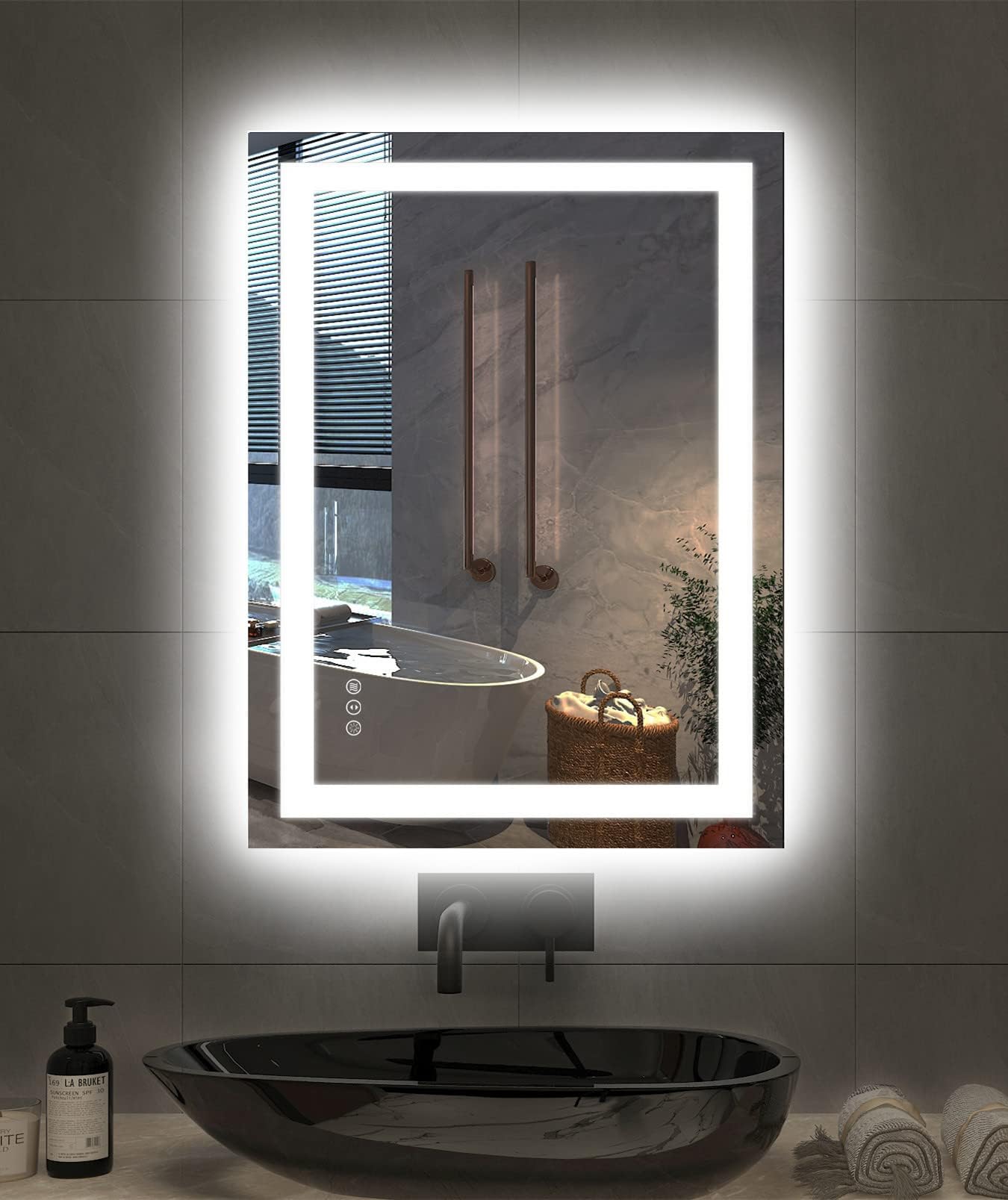 Amorho - Espejo LED de baño de 24 x 32 Pulgadas con luz Frontal y ...