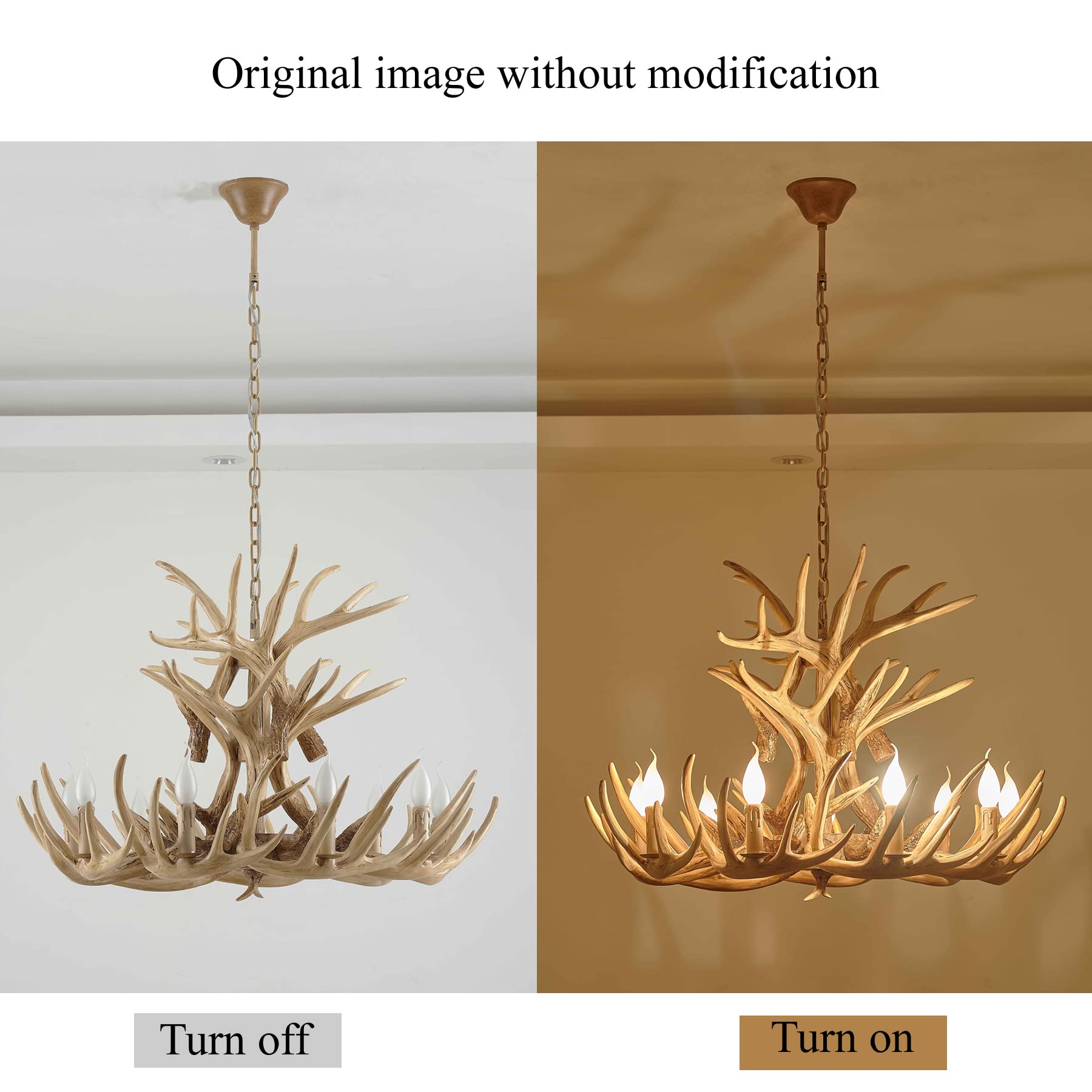 Hubrin Retro Antler Chandelier, Rustic Antler Light Fixtures, 9-Light ...