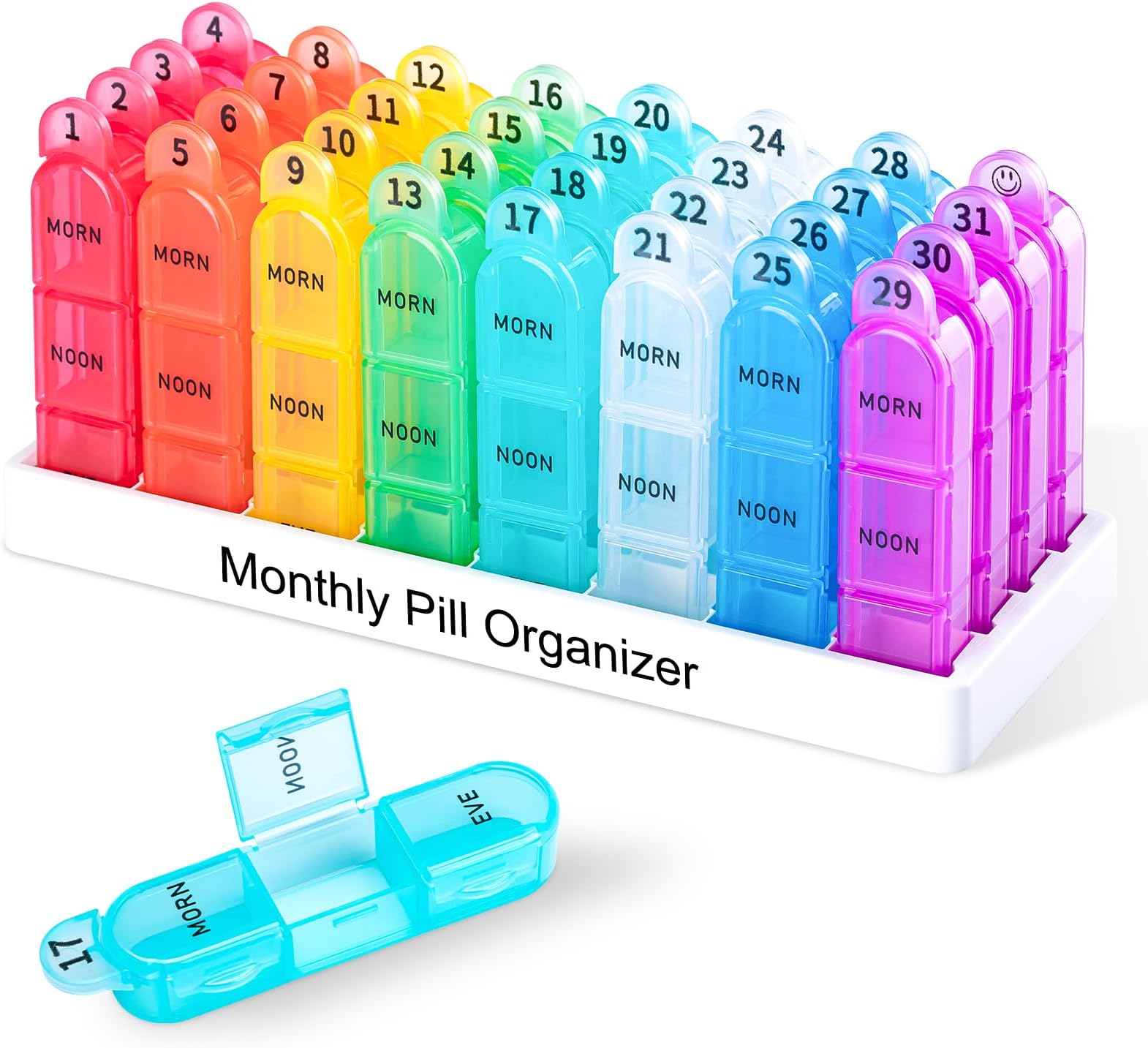 Amazon.com: Monthly Pill Organizer Box - 31 Day AM/PM Daily Pill Case ...