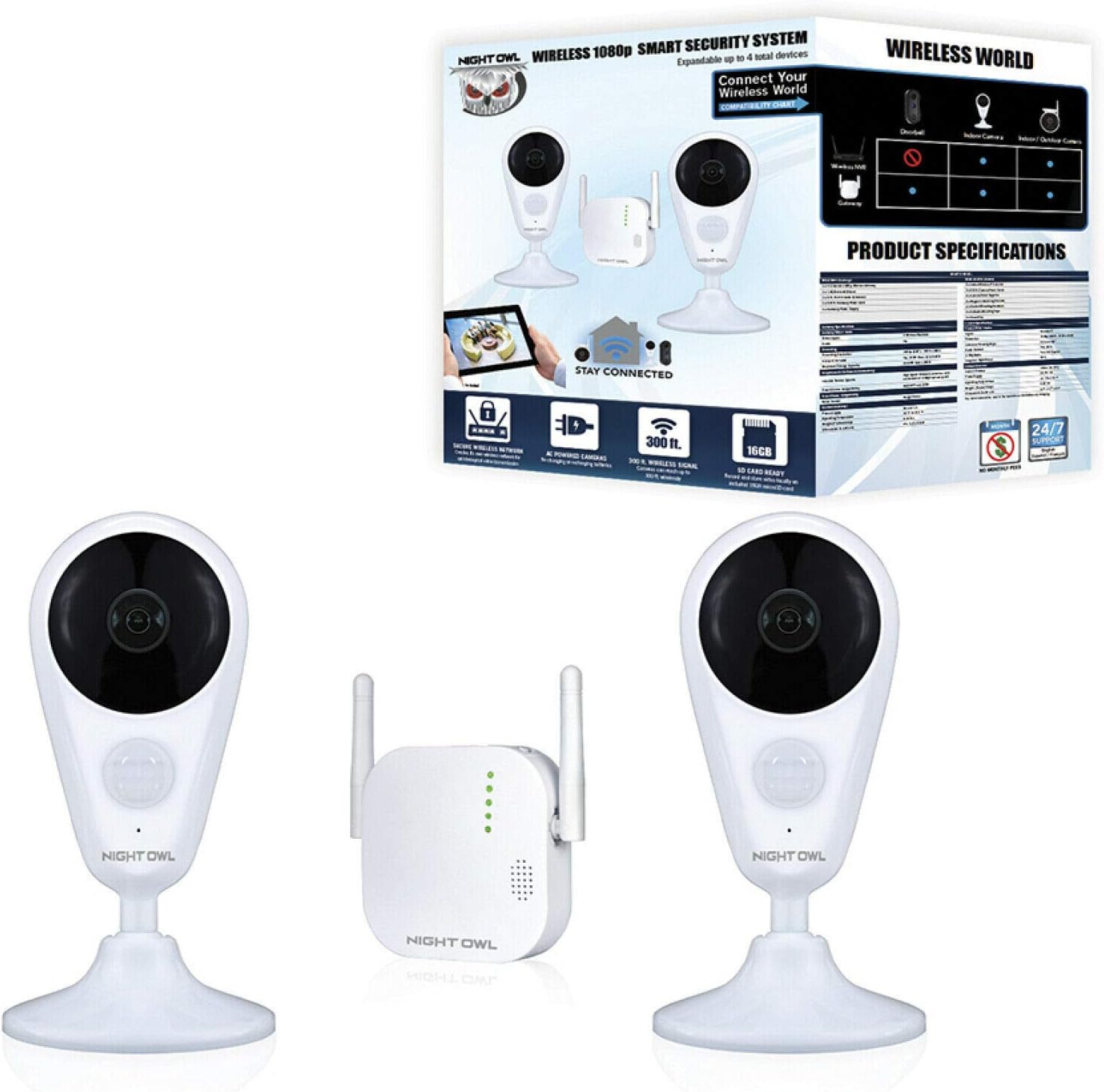 Amazon.com : Night Owl Indoor Plug-in Wireless 3MP Deterrence Camera ...