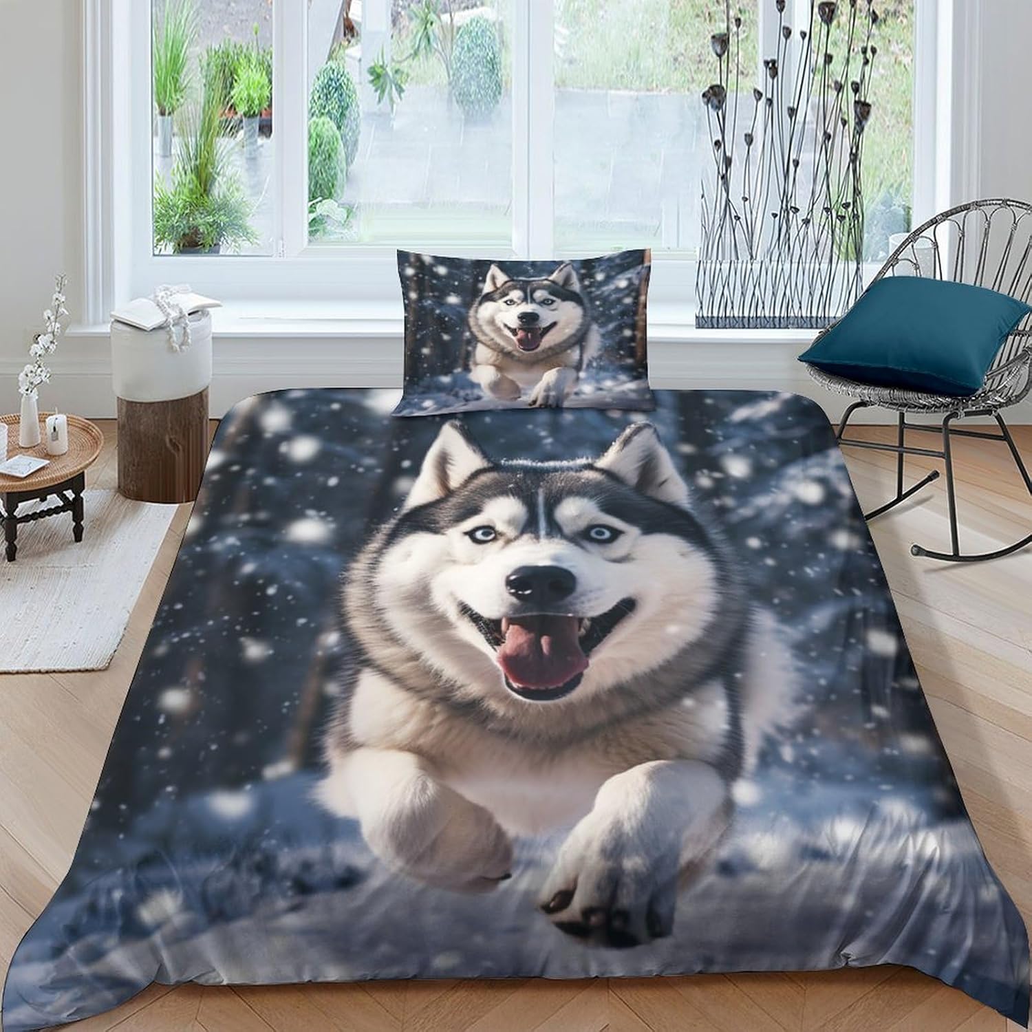 Husky mignon 2 Piece Duvet Cover, Reversible 3D Print Bedding Set,Cosy ...
