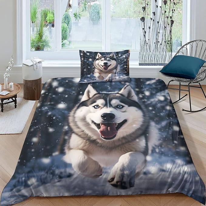Husky mignon 2 Piece Duvet Cover, Reversible 3D Print Bedding Set,Cosy ...