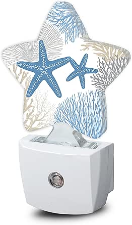 Ocean Starfish Coral Night Light,Coastal Beach Plug-in Star Night ...