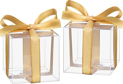 Amazon.com: Hooqict 50pcs Favor Boxes 2x2x2 Inches Clear Party Favor ...