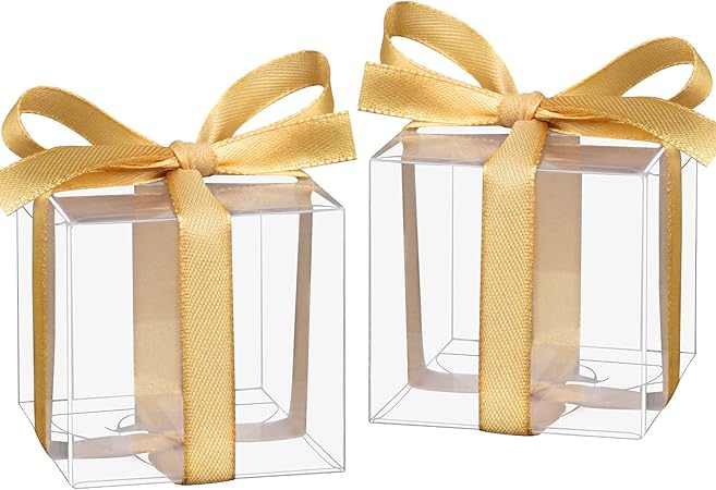 Amazon.com: Hooqict 50pcs Favor Boxes 2x2x2 Inches Clear Party Favor ...