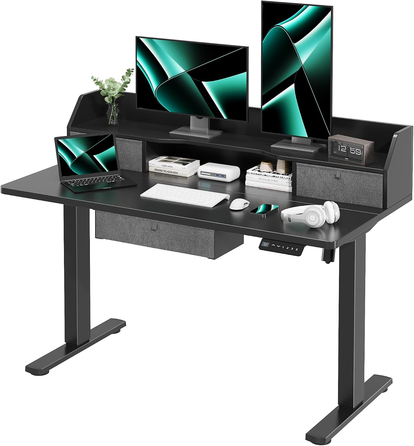 Amazon.com: Shahoo Electric Standing Desk with Triple Drawers, 47x ...