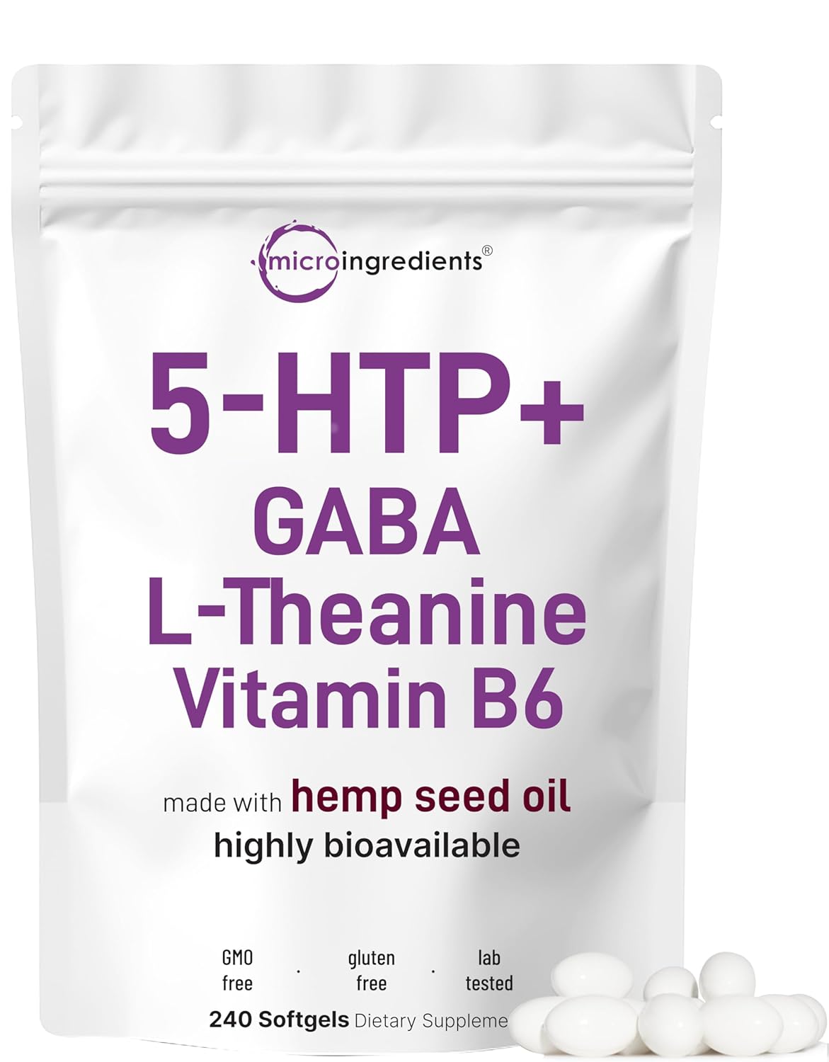 Micro Ingredients 5-HTP+ with GABA, L-Theanine, & Vitamin B6, 240 ...