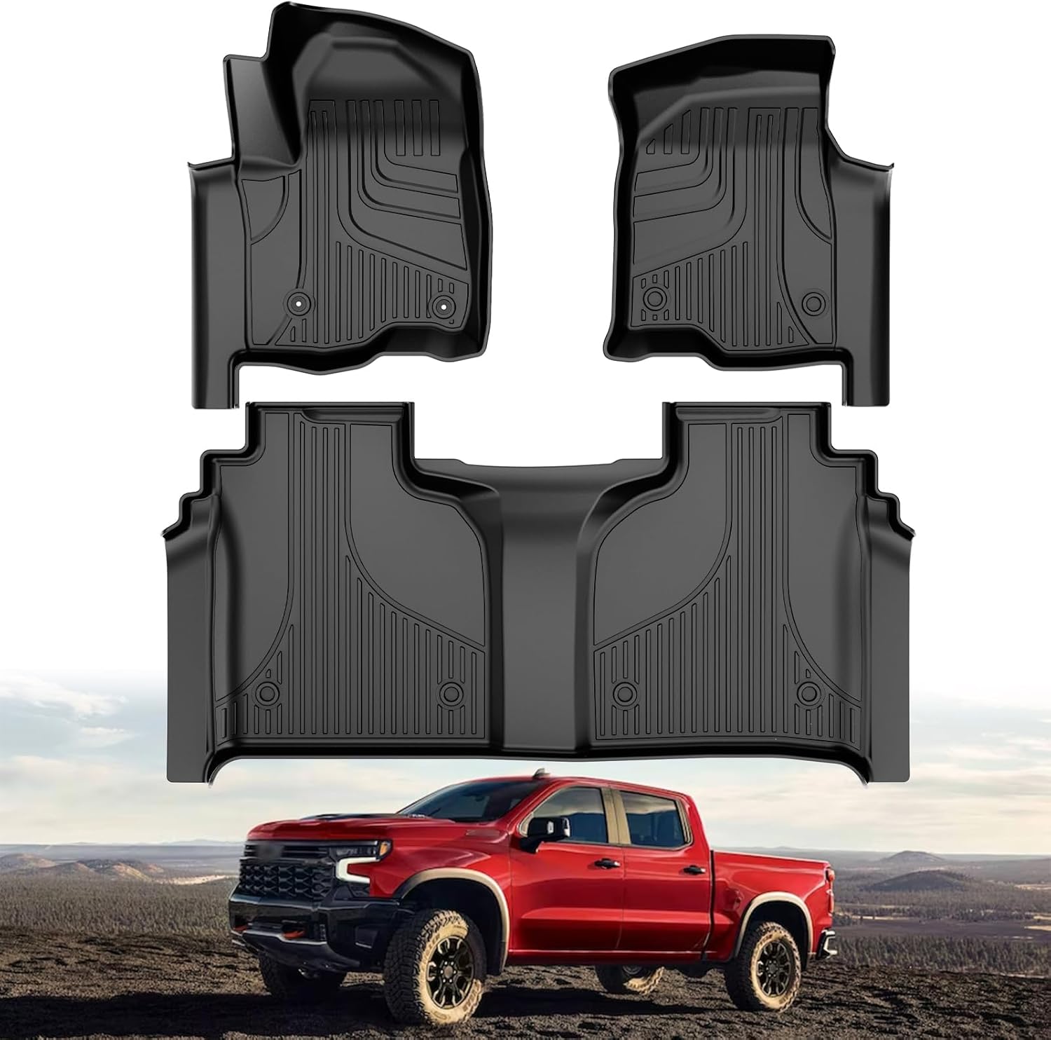 Amazon.com: AOMSAZTO Floor Mats for 2019-2025 Chevy Silverado 1500 ...