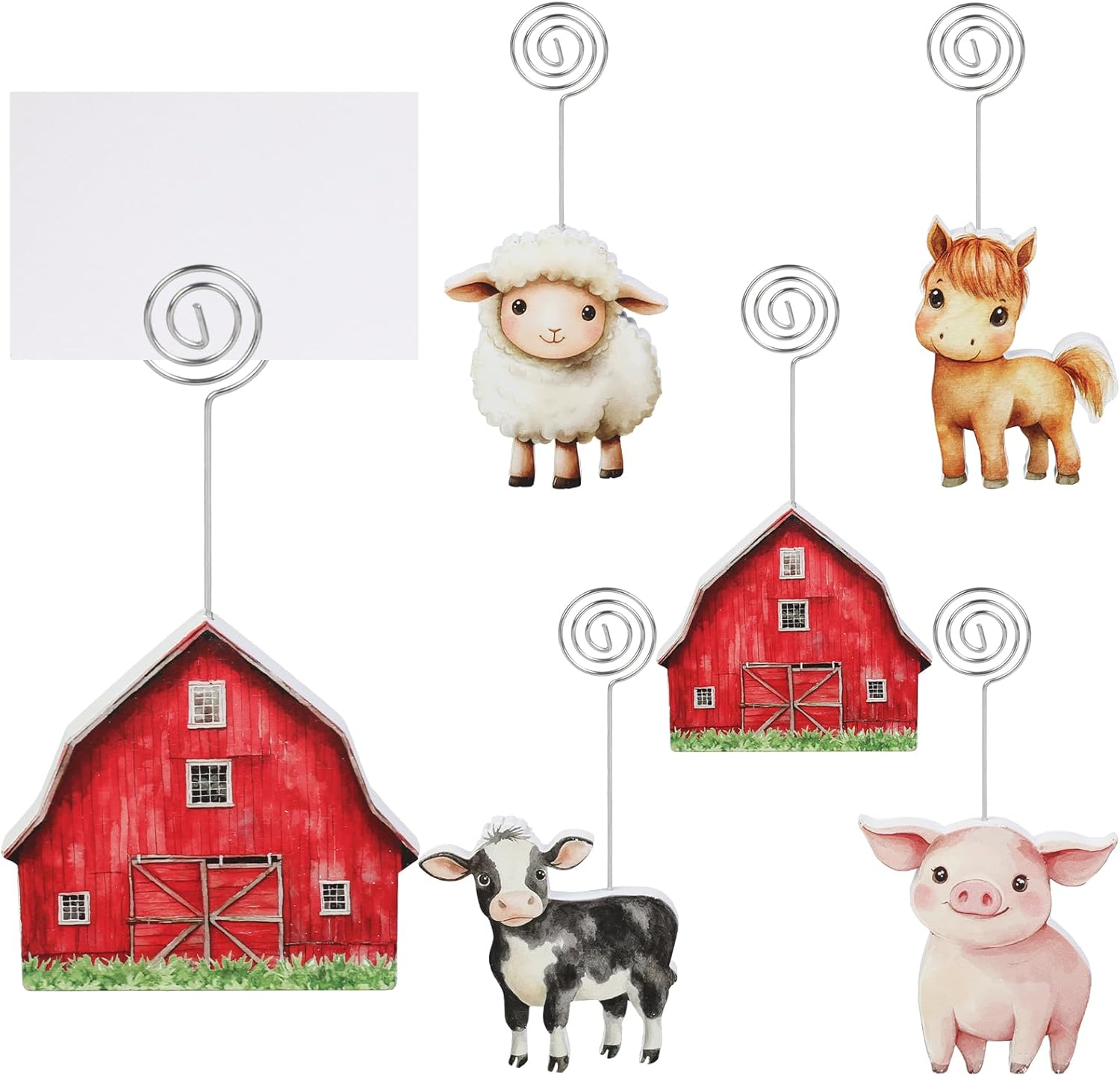 Amazon.com: Fangleland 5Pcs Farm Animals Place Card Holders, Barnyard ...