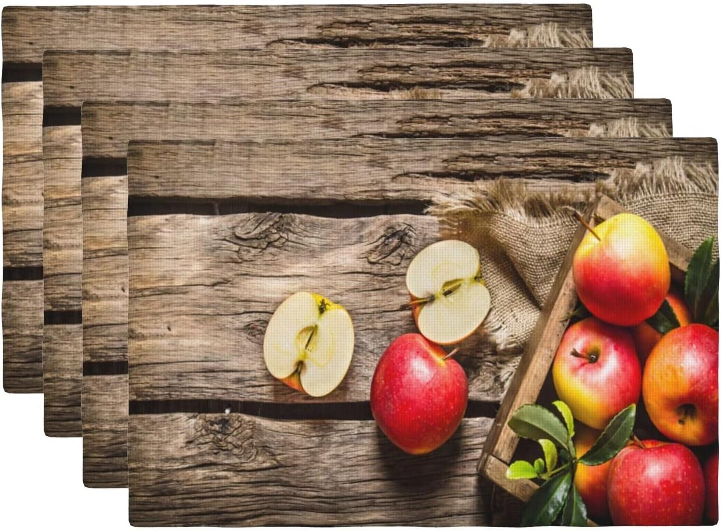 Amazon.com: VIGGINER Fresh Red Apples Placemats Set of 4 Linen Washable ...