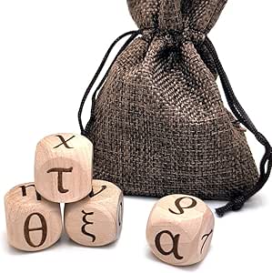 Amazon.com: The Greek Alphabet Wooden Dice Set, 24 Carved Greek Letters ...