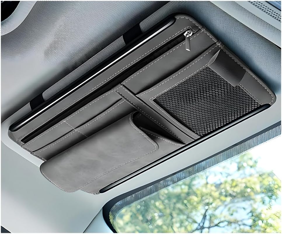 Amazon.com: Yourkar Car Sun Visor Organizer, Soft Leather Surface ...