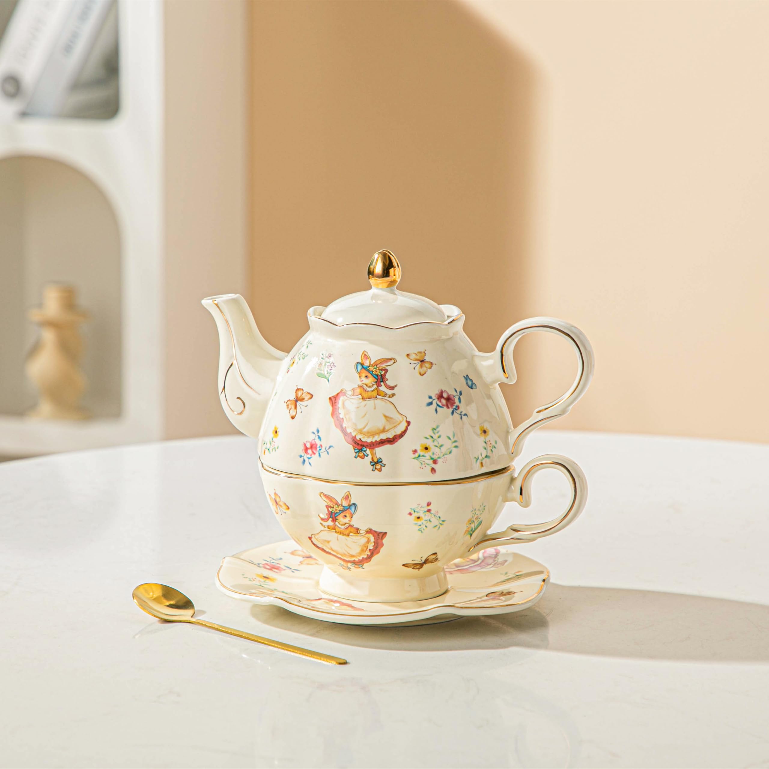 Amazon.com | Teapot cup combo,Teapot and Teacup for One,Porcelain Tea ...