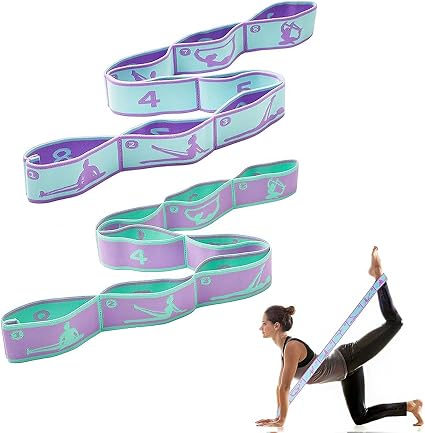 Sangle Yoga, 2 Pièces Band D'étirement, Bande Elastique Fitness avec 8 ...