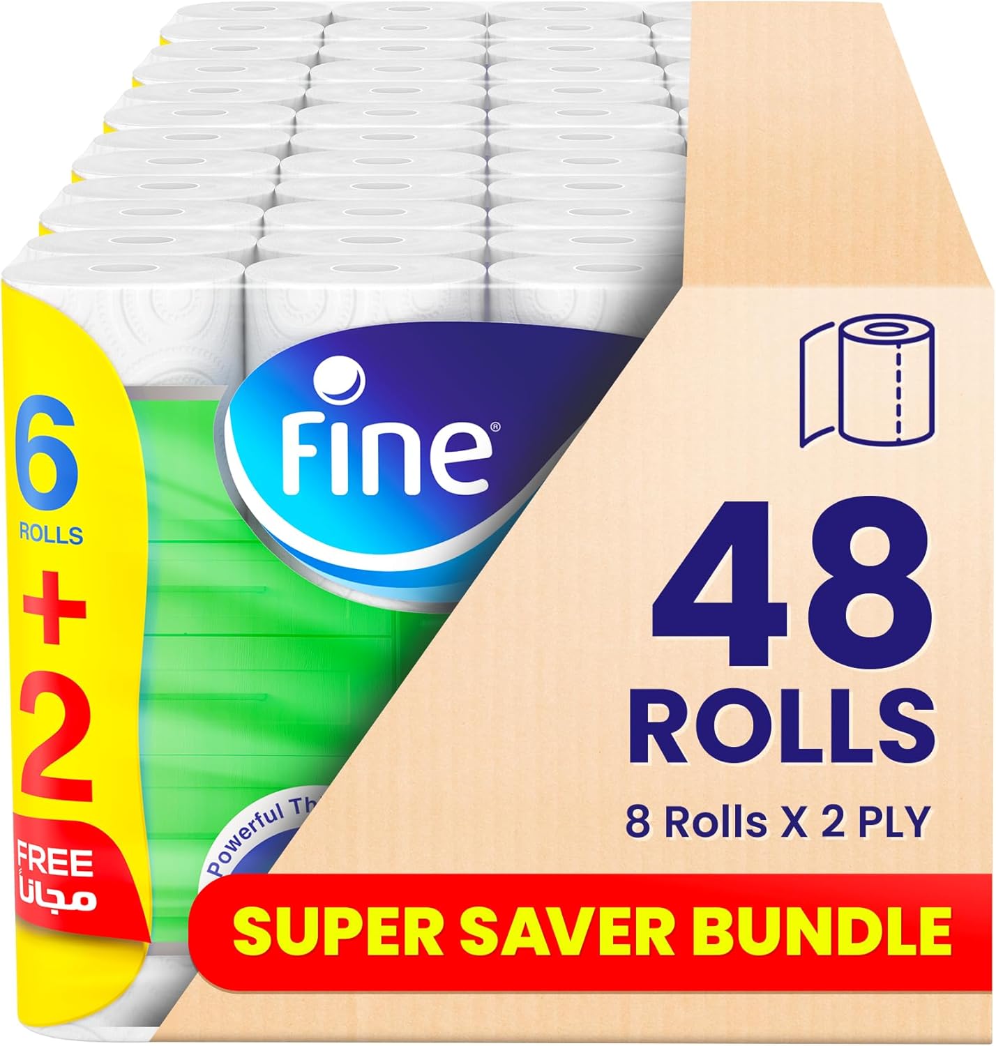 Fine Super Towel Kitchen Tissue roll 45 sheets x 2 Ply, 48 Rolls : Buy ...