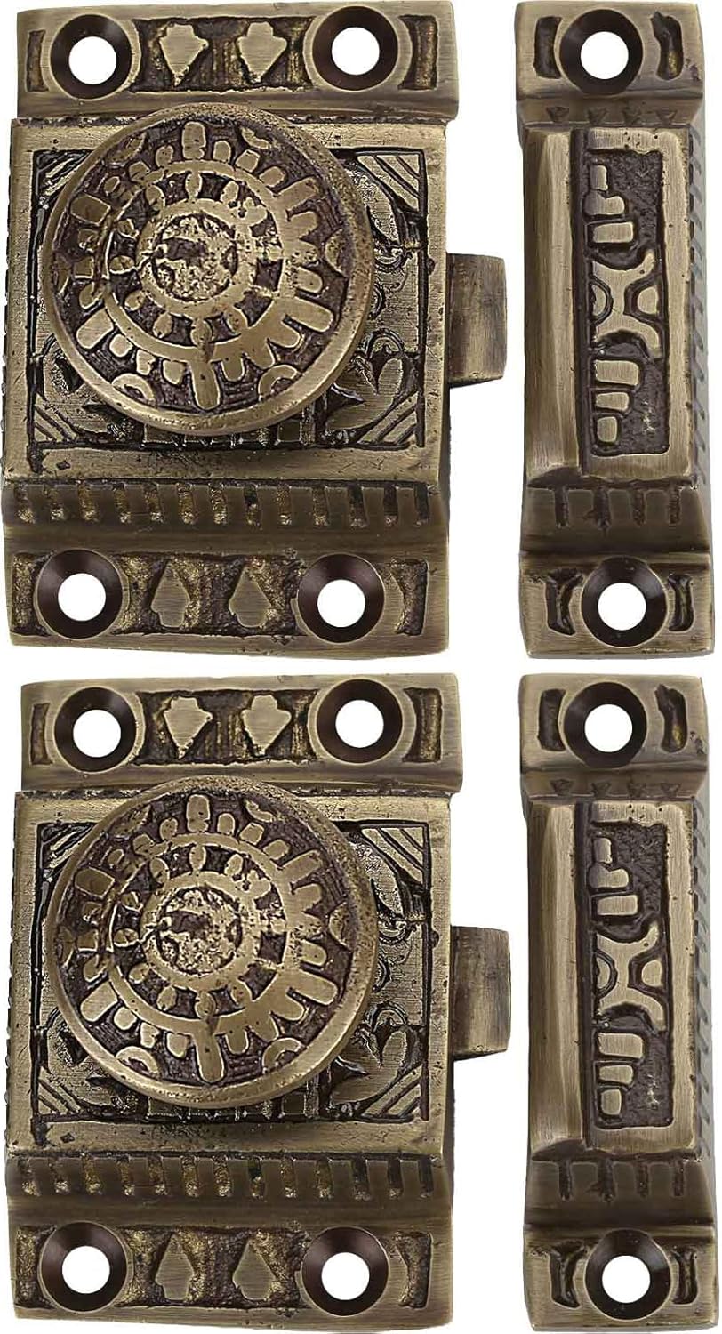 A29 Set of 2 Solid Brass Cabinet Latch Handmade Antique Brass Finish ...