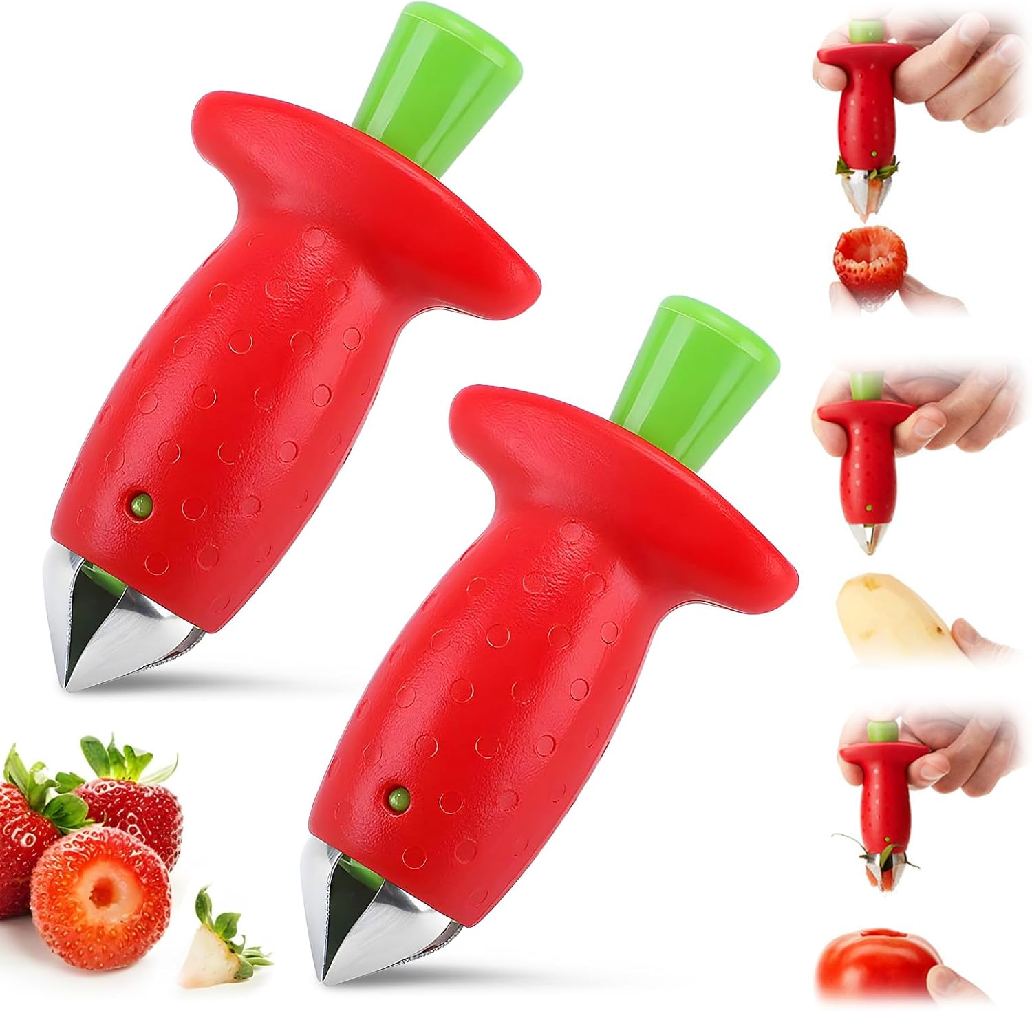 Amazon.com: 2 Pack Strawberry Huller,Strawberry Pitter,Strawberry Corer ...