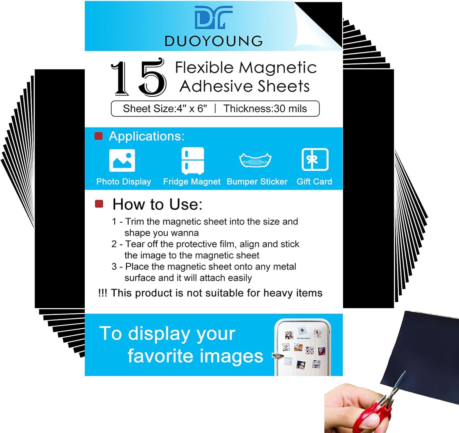Amazon.com: DUOYOUNG Magnetic Sheets with Adhesive Backing - Each 4"" x ...