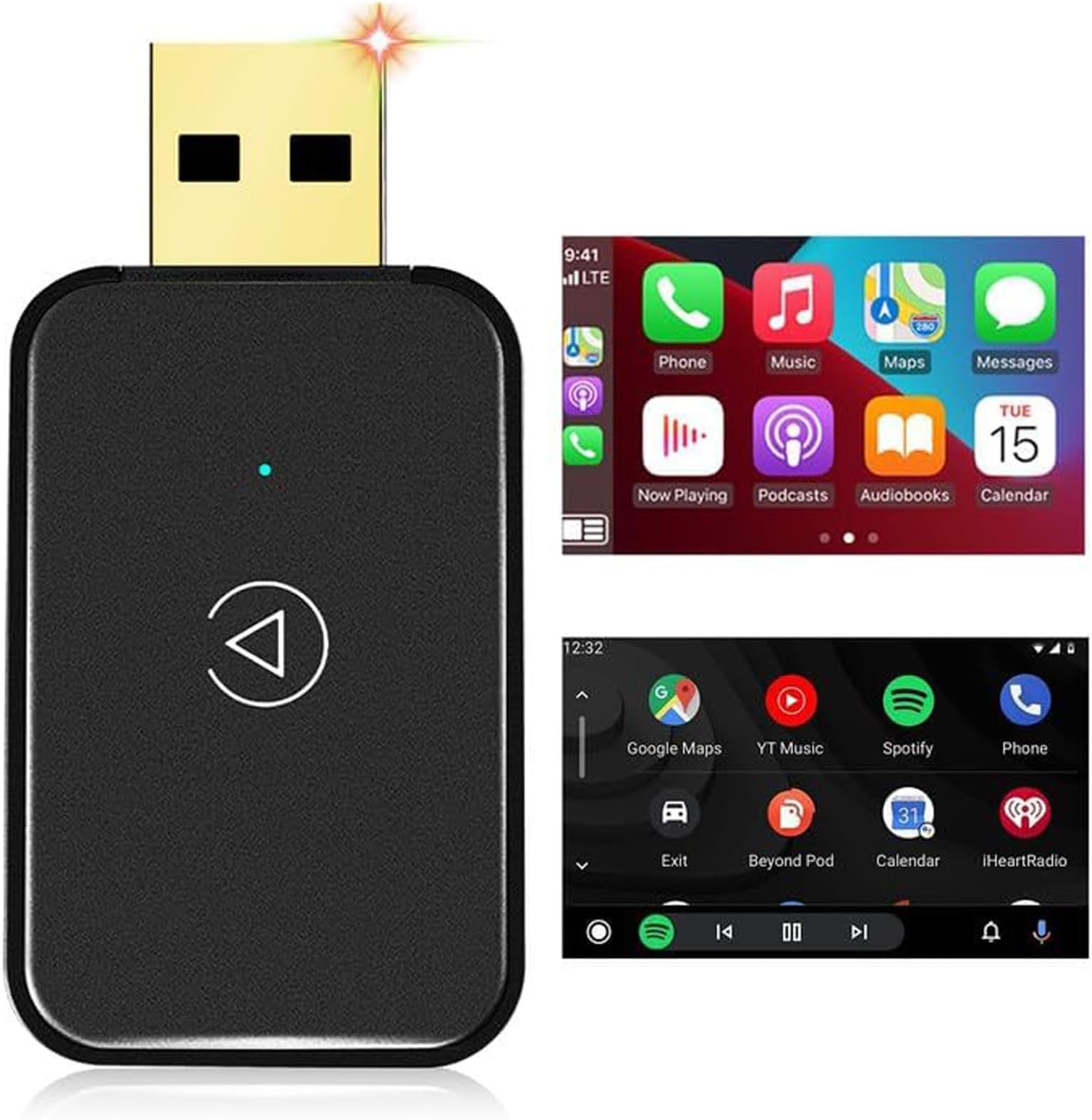 Allivoox Wireless Carplay Adapter & Android Auto Wireless Adapter, 2 in ...