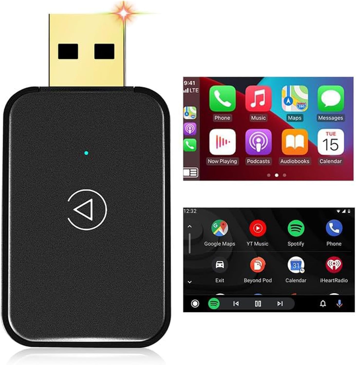 Allivoox Wireless Carplay Adapter & Android Auto Wireless Adapter, 2 in 1 CarPlay Box for OEM ...