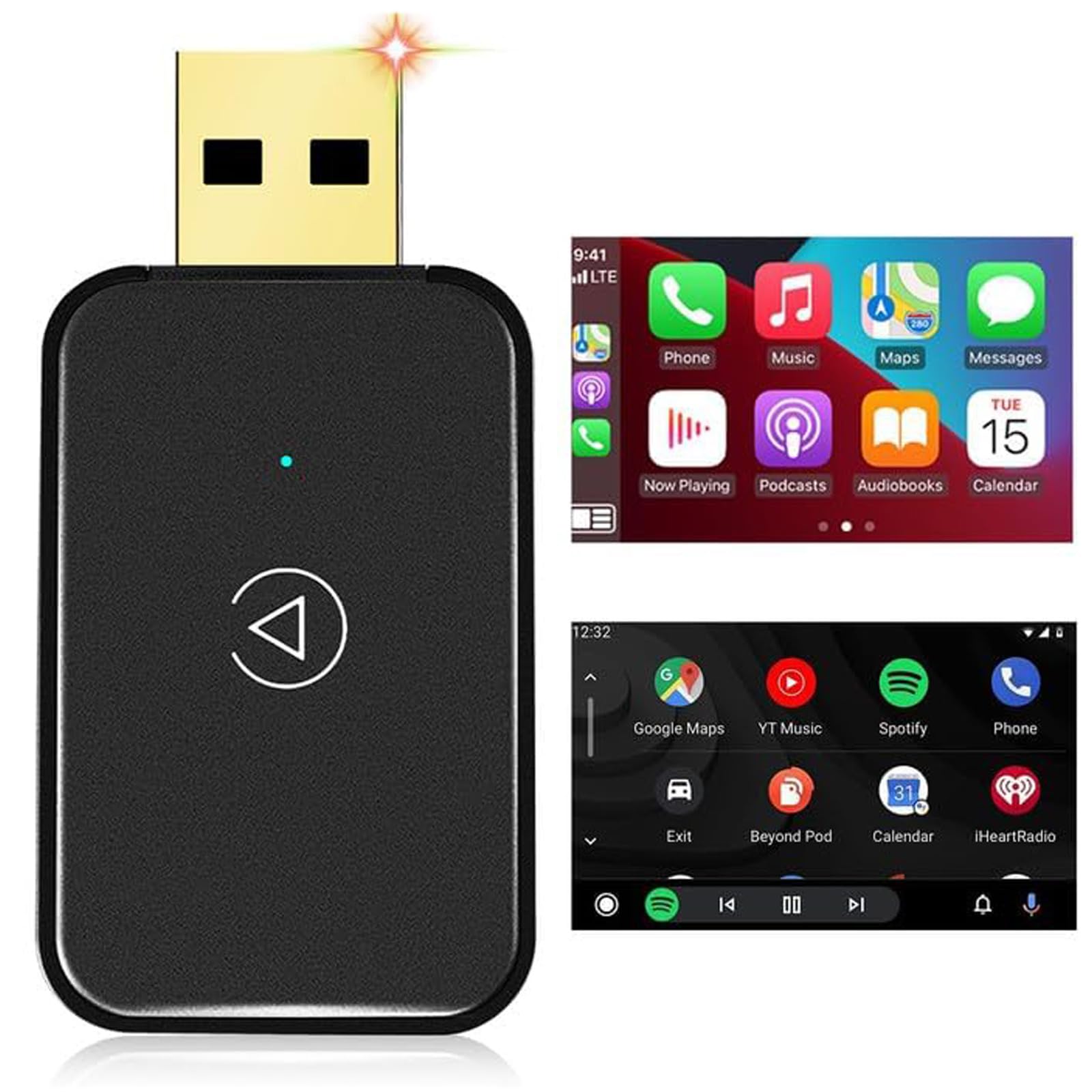 Allivoox Wireless Carplay Adapter & Android Auto Wireless Adapter, 2 in ...