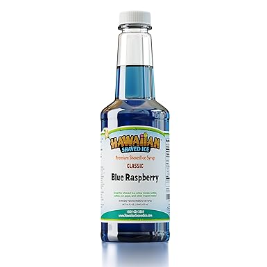 Amazon.com: Hawaiian Shaved Ice Syrup Pint, Blue Raspberry Flavor ...