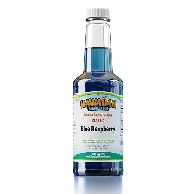 Amazon.com: Hawaiian Shaved Ice Syrup Pint, Blue Raspberry Flavor ...