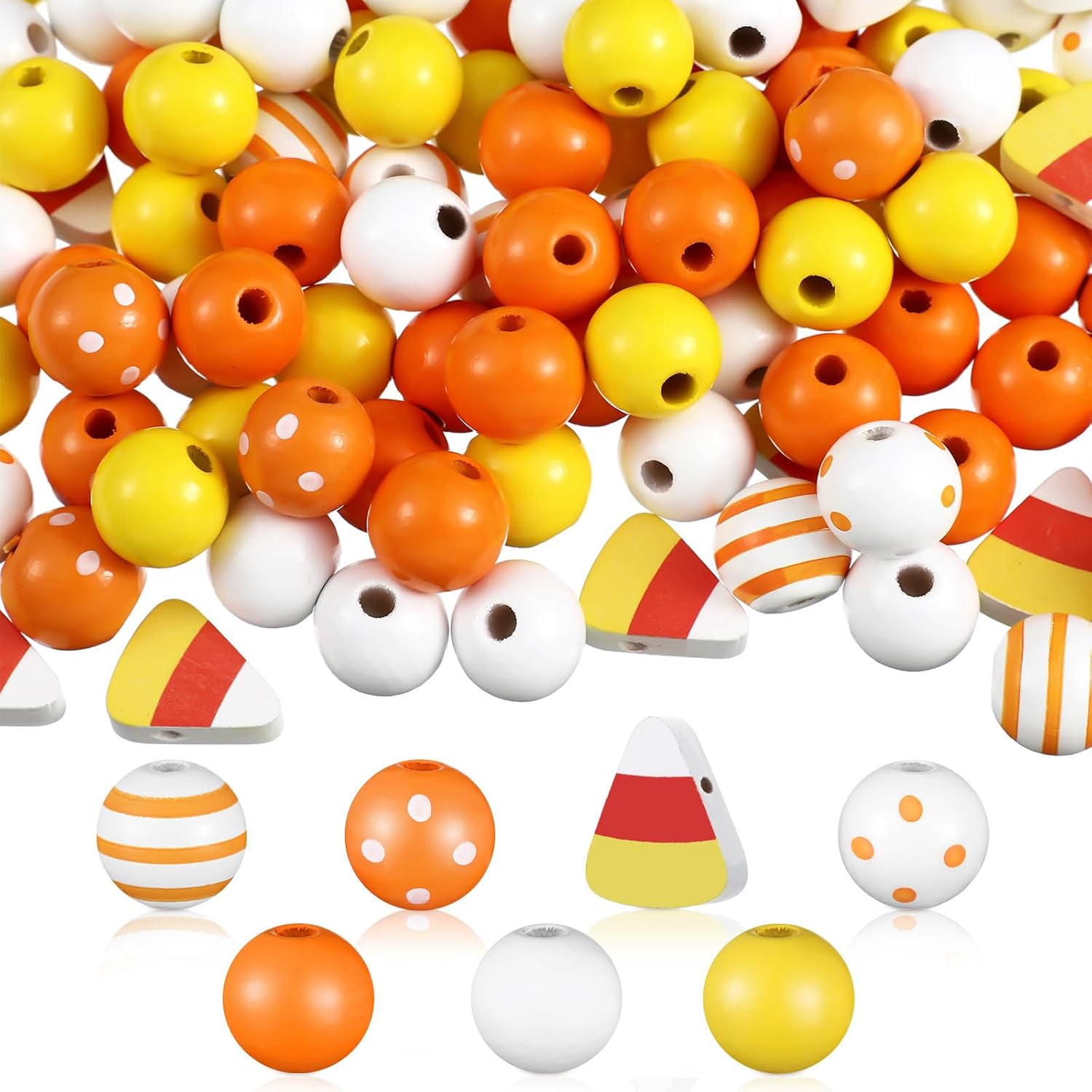 Amazon.com: Geetery 200 Pcs Fall Wood Beads Thanksgiving 16mm Candy ...