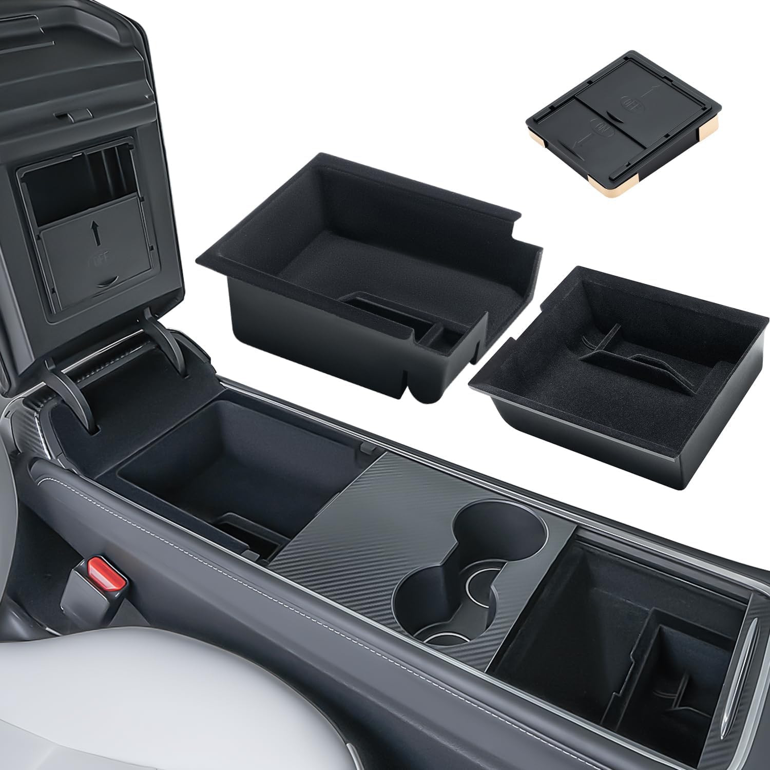 Amazon.com: Uireefly 3Pcs Center Console Organizer for Tesla Model Y ...