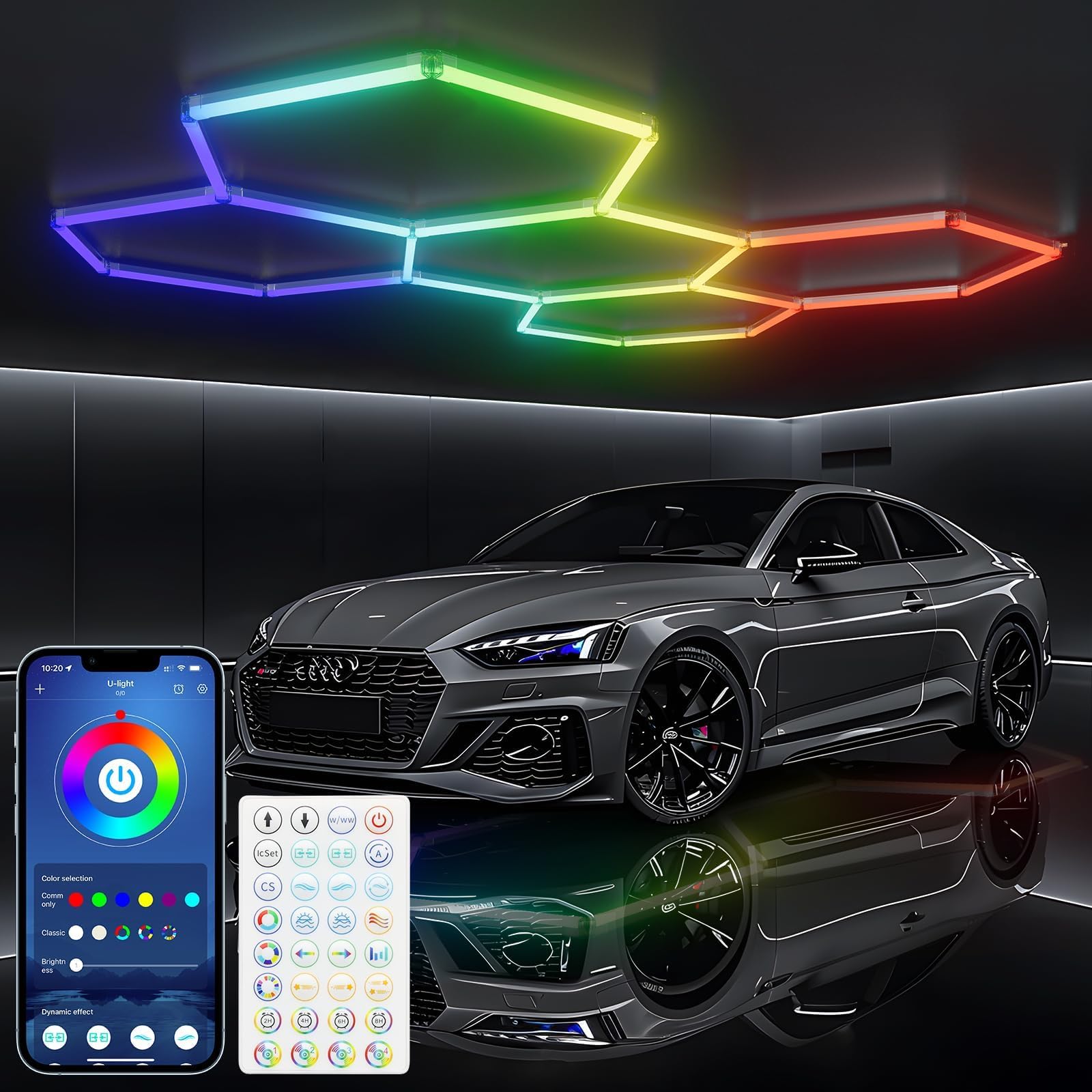 Amazon.com: RGB Hexagon Lights - RGB Hexagon Garage Lights LED, RGB ...