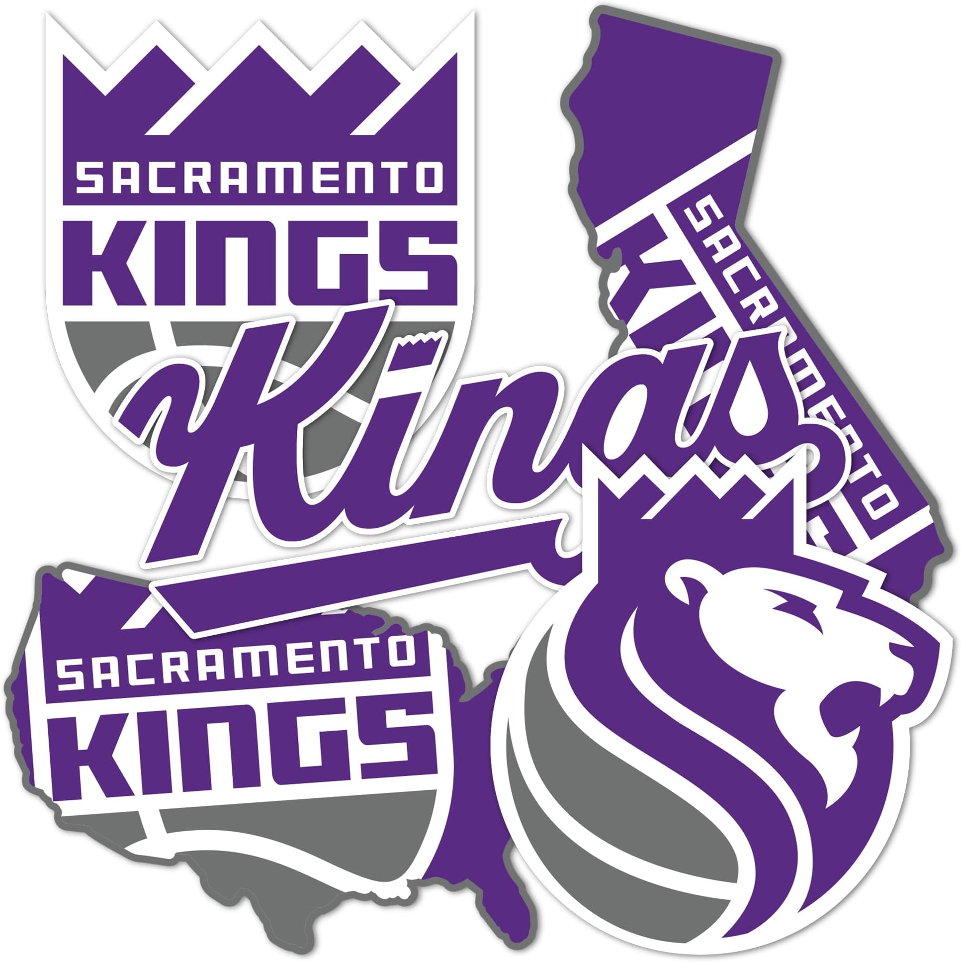 Amazon.com: 36 PCS Sacramento Vinyl Kings Basketball Star Stickers for ...