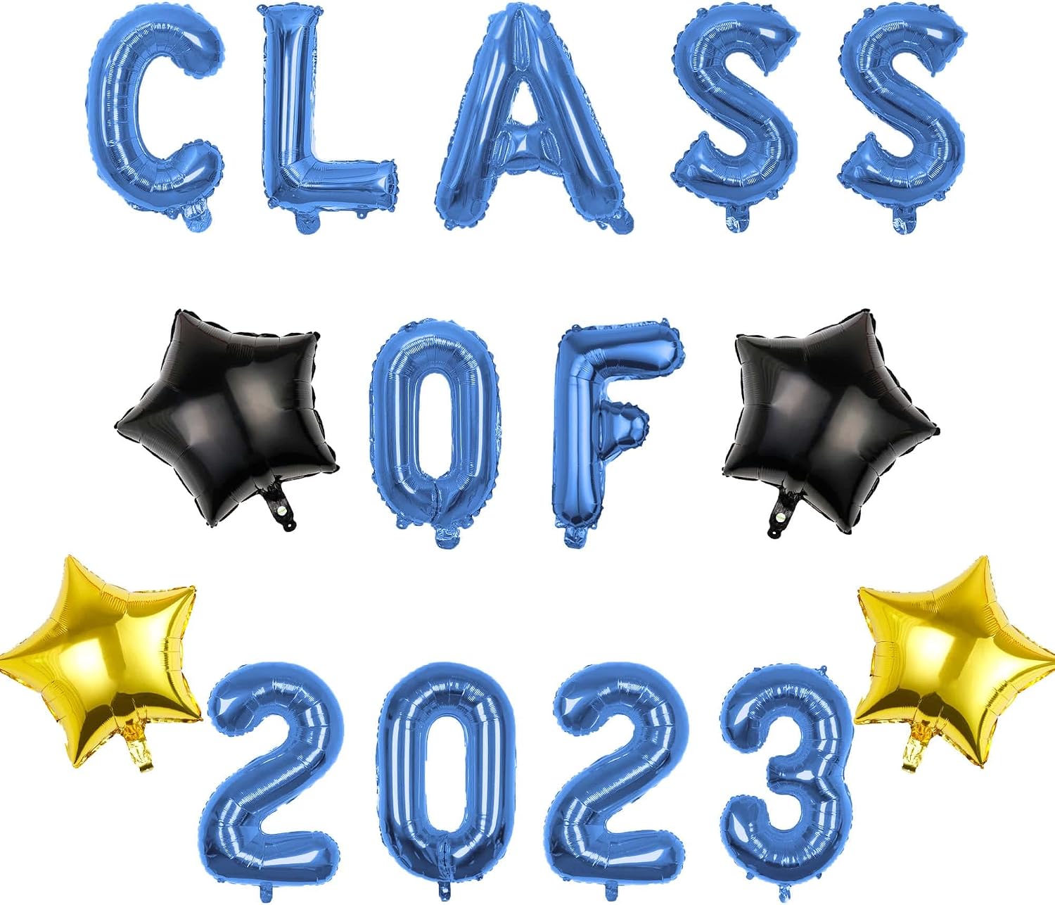 Class of 2023 Balloons with Star Hanging Foil Gold Balloons Letter for ...