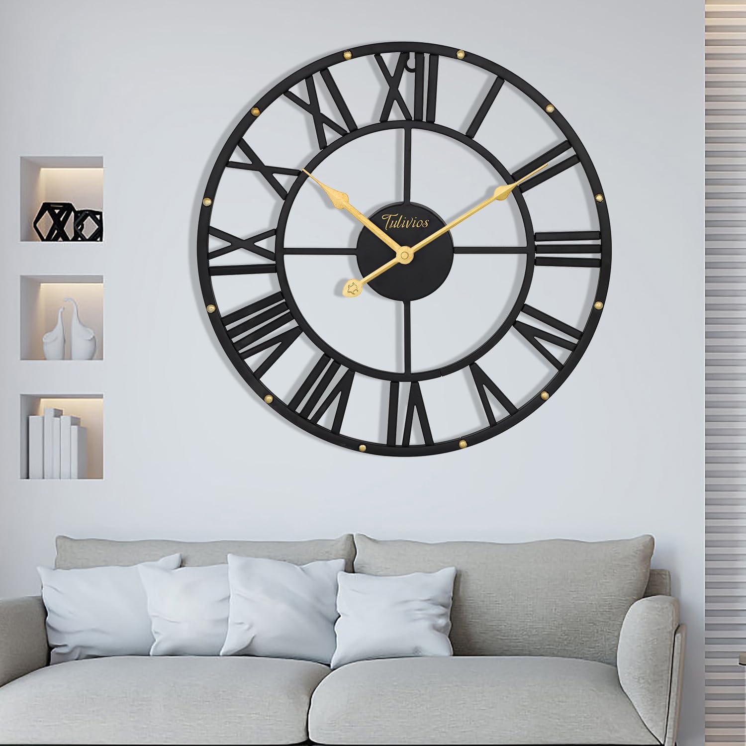 Amazon.com: WANGIRO Large Wall Clock Non Ticking Battery Operated ...