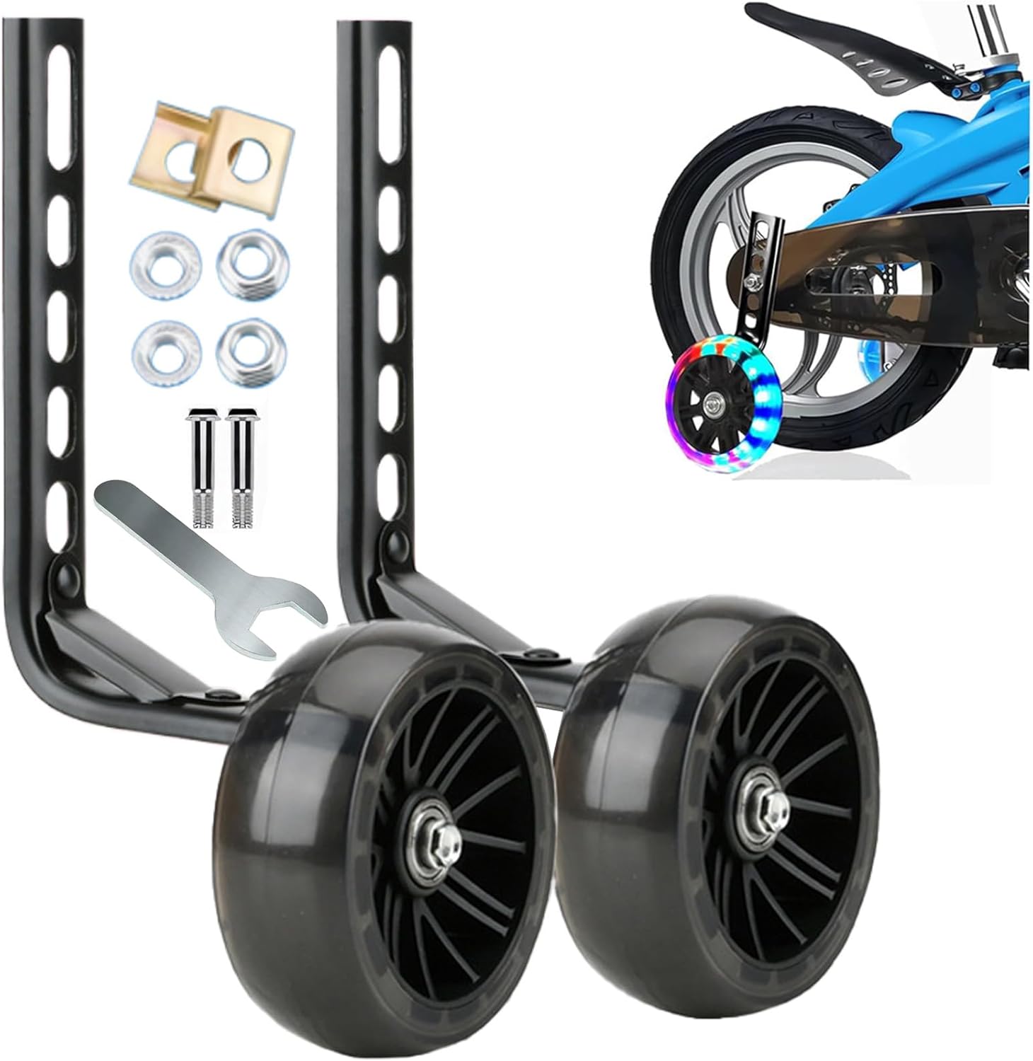 Naturezhen Bike Training Wheels,Thickened Bracket Flash Mute Wheel ...