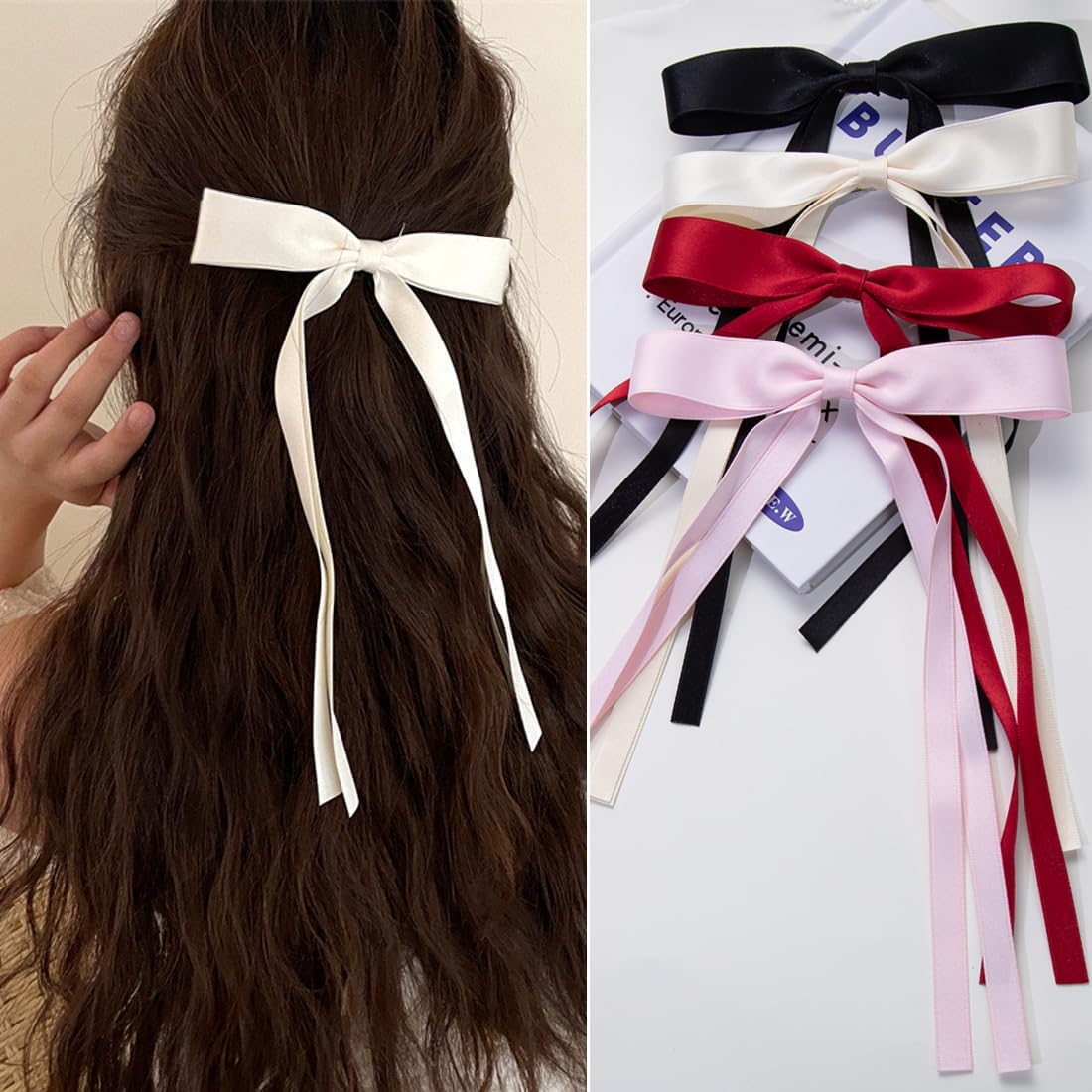 Amazon.com: Bow Hair Clips,2 PCS Purple Hair Bows Tassel Hair Ribbons ...
