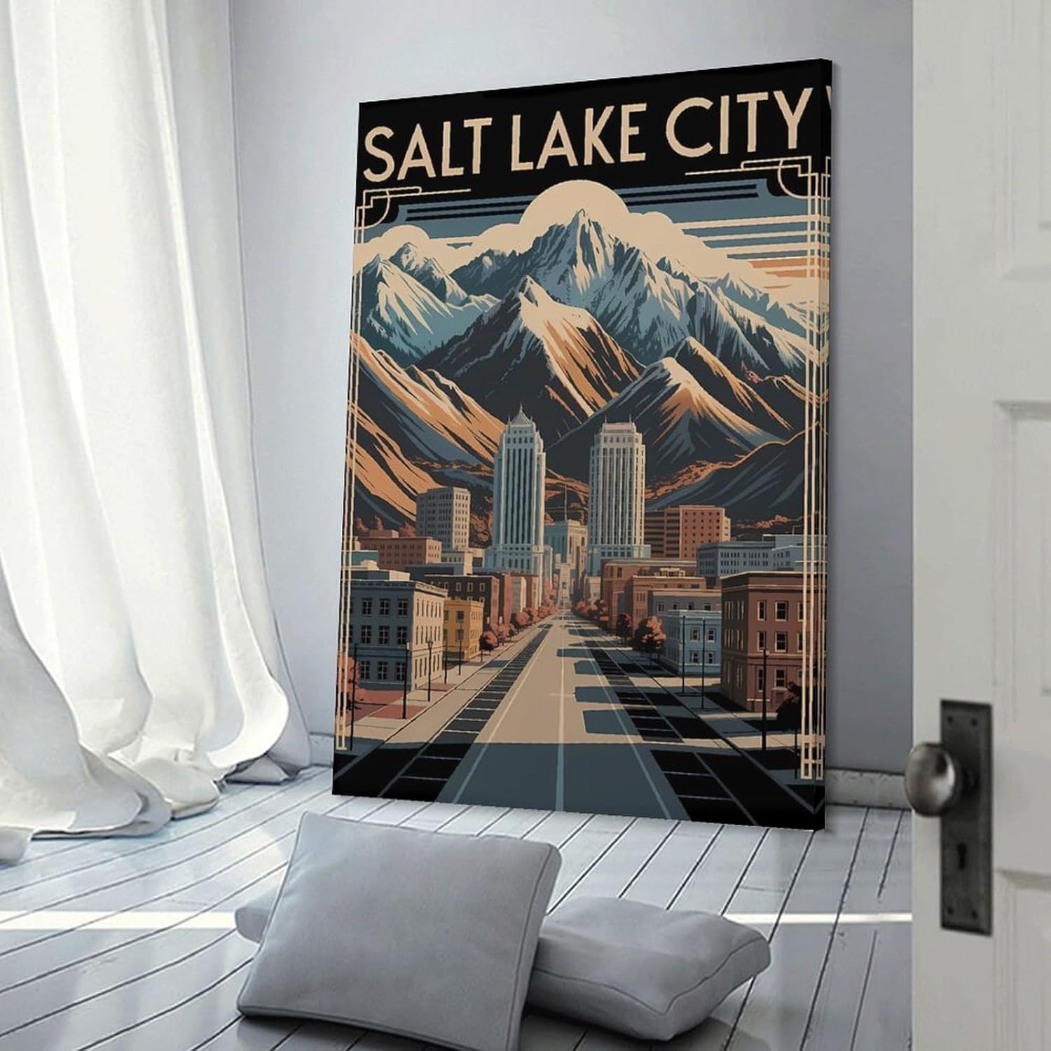 Amazon.de: sinyumoney Salt Lake City Art Deco Leinwand-Ölgemälde ...