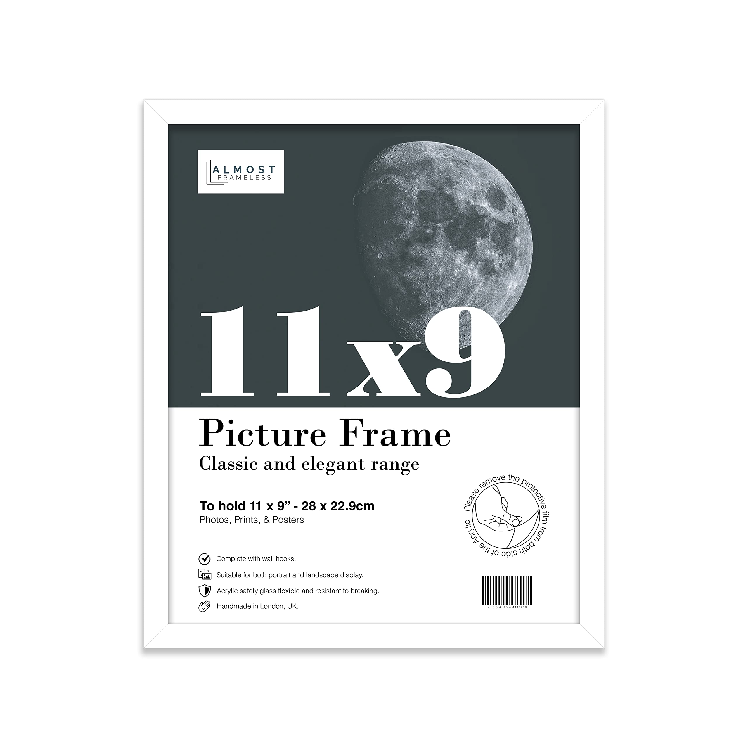 11x9 Inch White Photo Frame Wall Mountable and Freestanding Picture ...