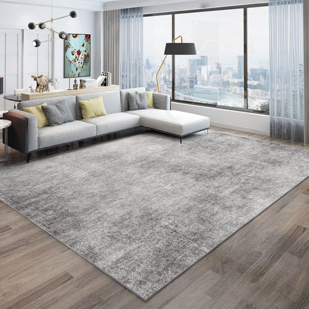 Amazon.com: Geometric Rug, Solid Color Grey Area Rugs Polyester Area ...