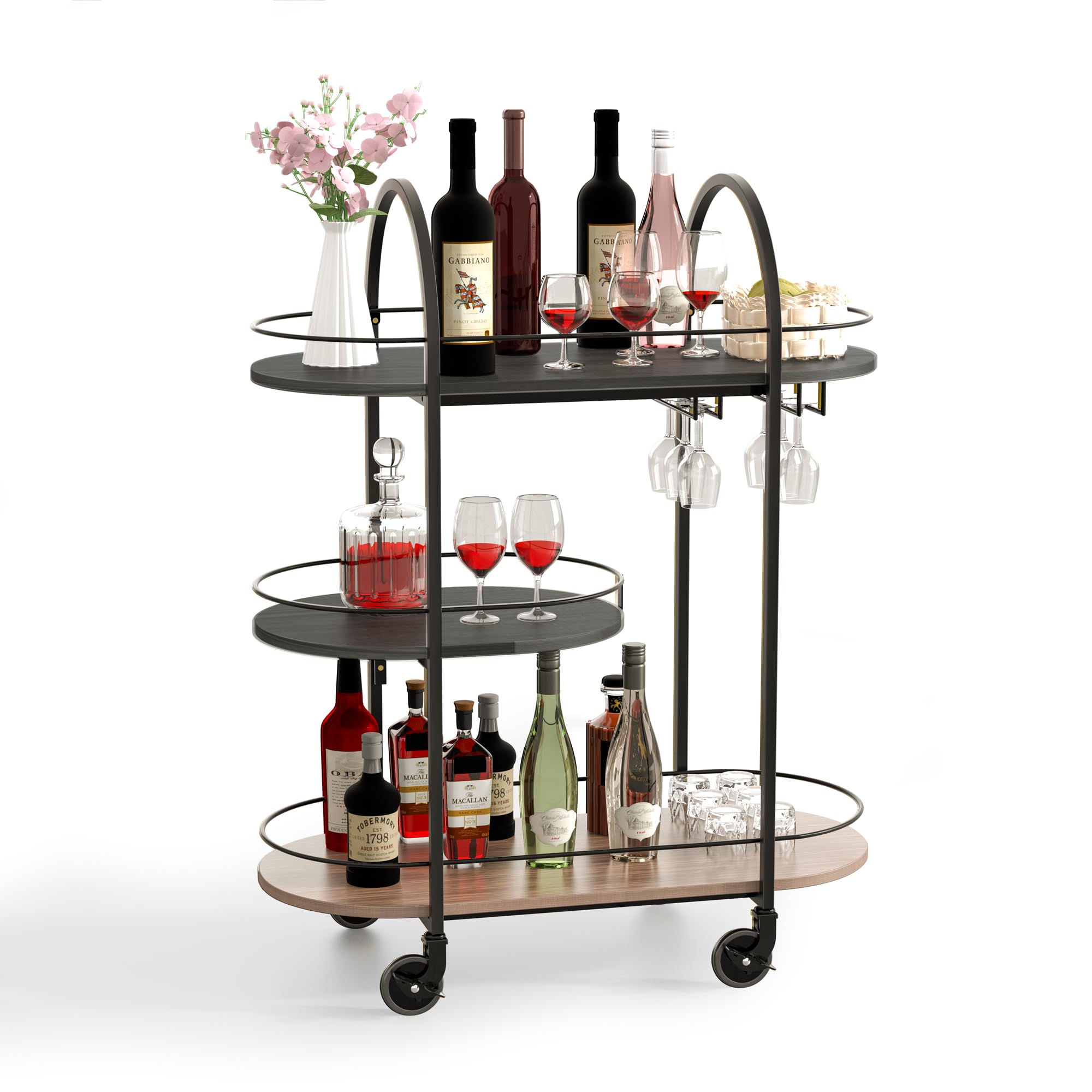 Snapklik.com : DAWNYIELD 3 Tier Home Bar Cart On Wheels, Mobile Serving ...