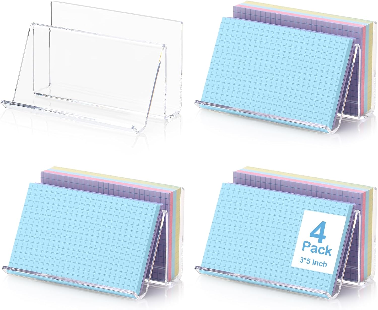 Amazon.com: 4 Pack 3x5 Index Card Display Holder Acrylic Cards Holder ...
