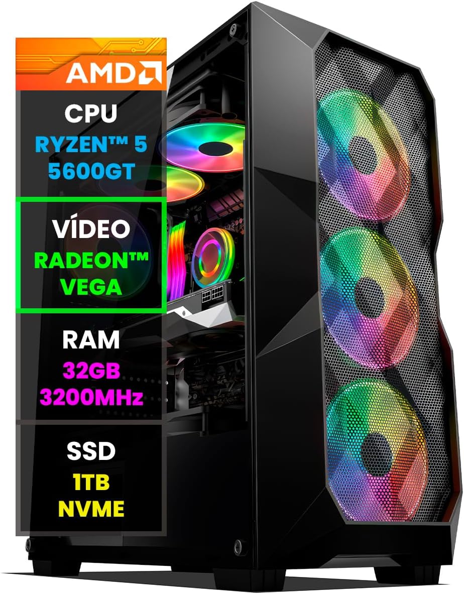 PC Gamer Amd Ryzen 5 5600GT 32GB Ram NVME 500GB Gabinete Graphics Vega ...