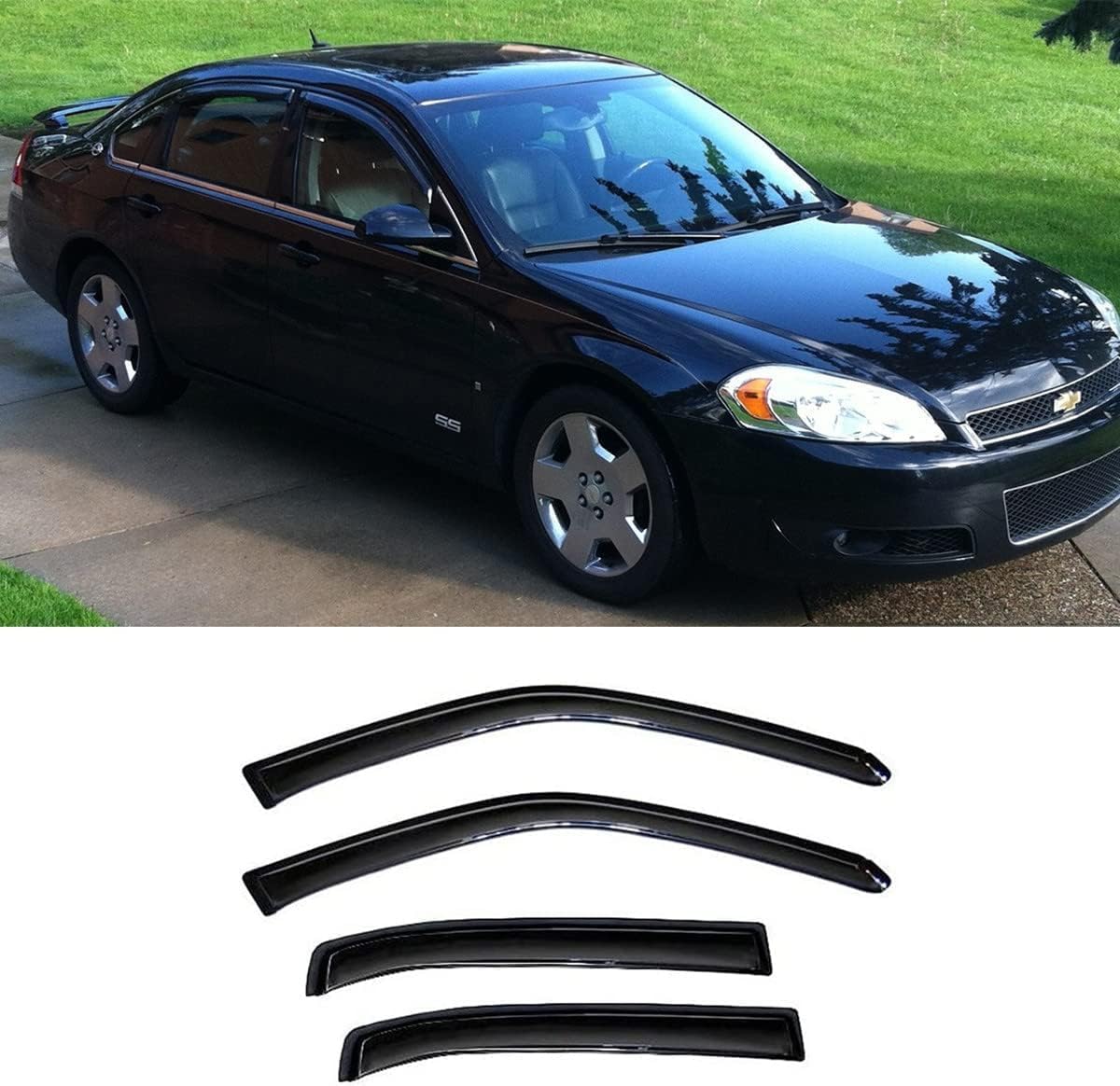 Amazon.com: Wensdy 4pcs Side Window Wind Deflector Out-Channel Tape-On ...