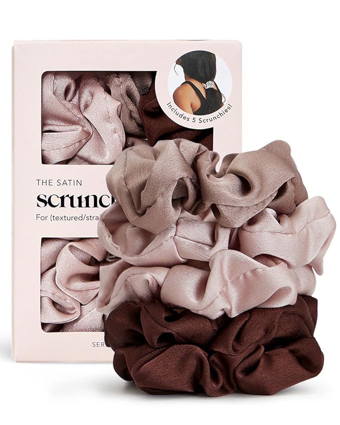 Amazon.com : Kitsch Satin Scrunchies for Women - No Crease Hair Ties ...
