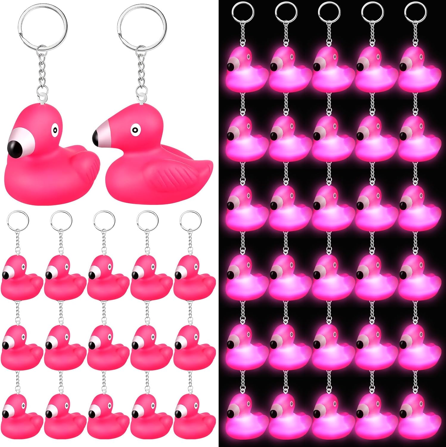 Amazon.com: Deekin 48 Pcs LED Light up Rubber Duck Keychain Cute Mini ...